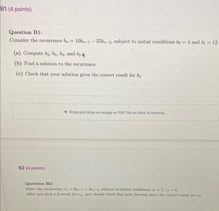 Solved Question B1: Consider the recurrence | Chegg.com