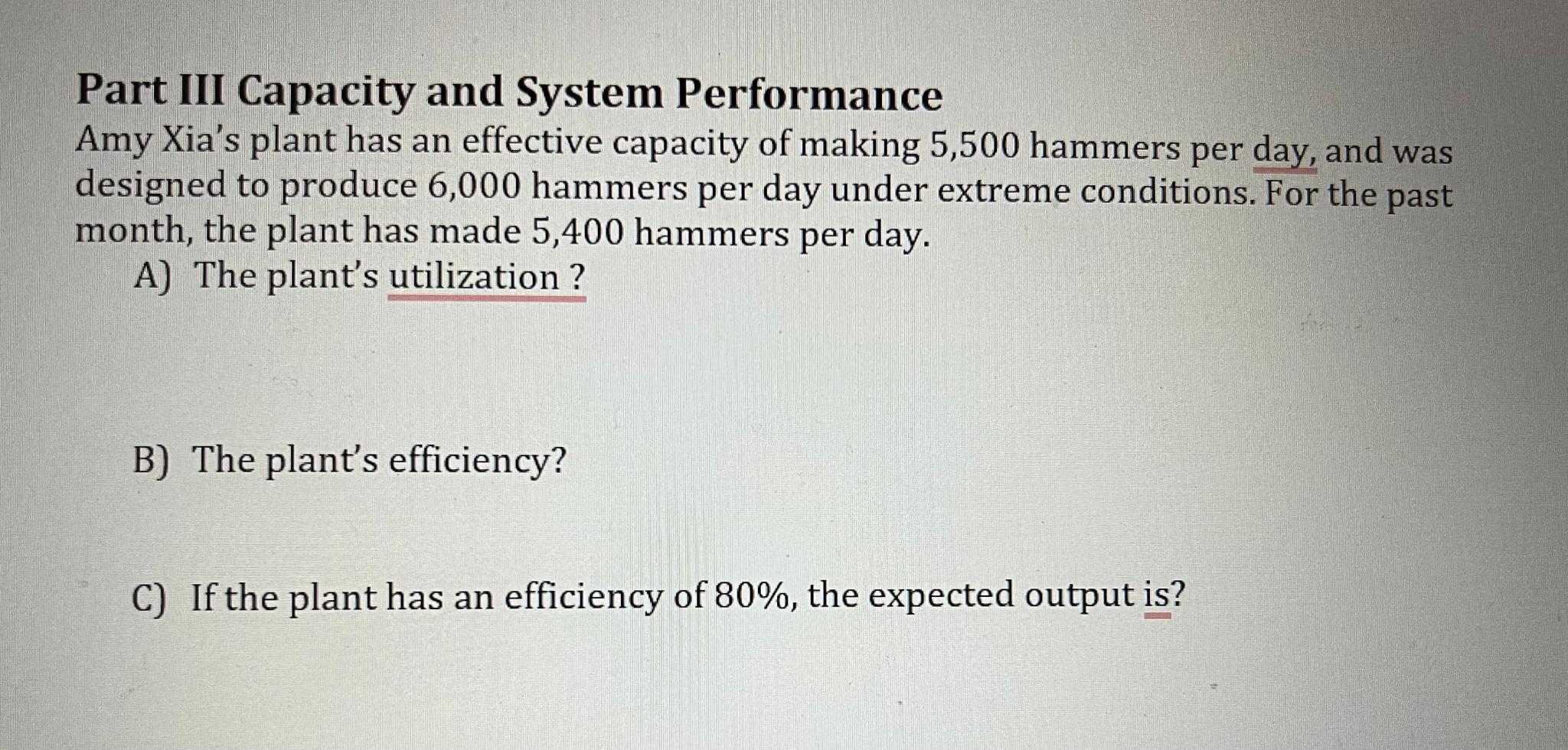 Solved Part III Capacity and System PerformanceAmy Xia's | Chegg.com