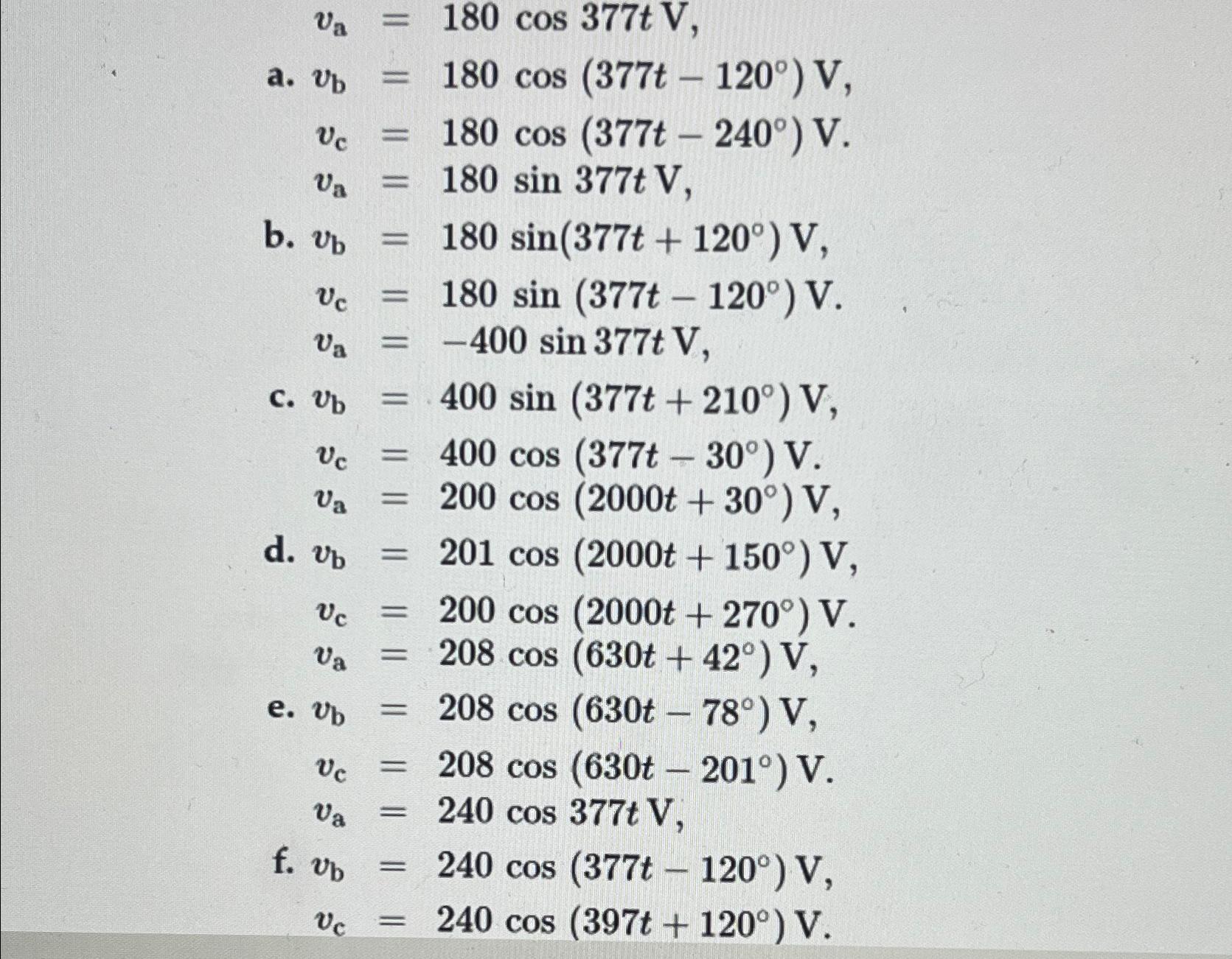 va=180cos377t | Chegg.com