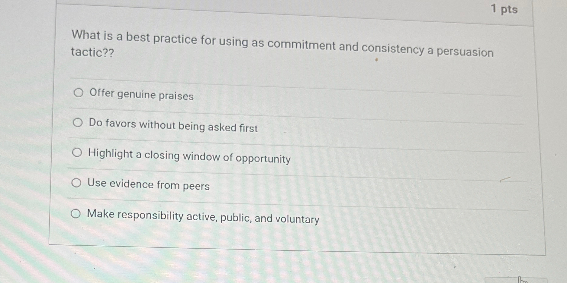 Solved 1ptsWhat is a best practice for using as commitment | Chegg.com