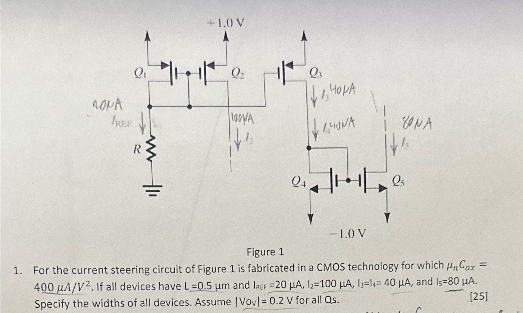 Figure 1For the current steering circuit of Figure 1 | Chegg.com