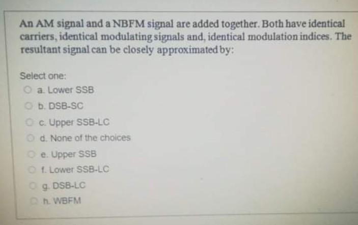 Solved An AM signal and a NBFM signal are added together. | Chegg.com