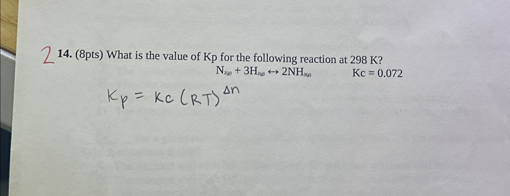 Solved (8pts) ﻿What is the value of Kp ﻿for the following | Chegg.com