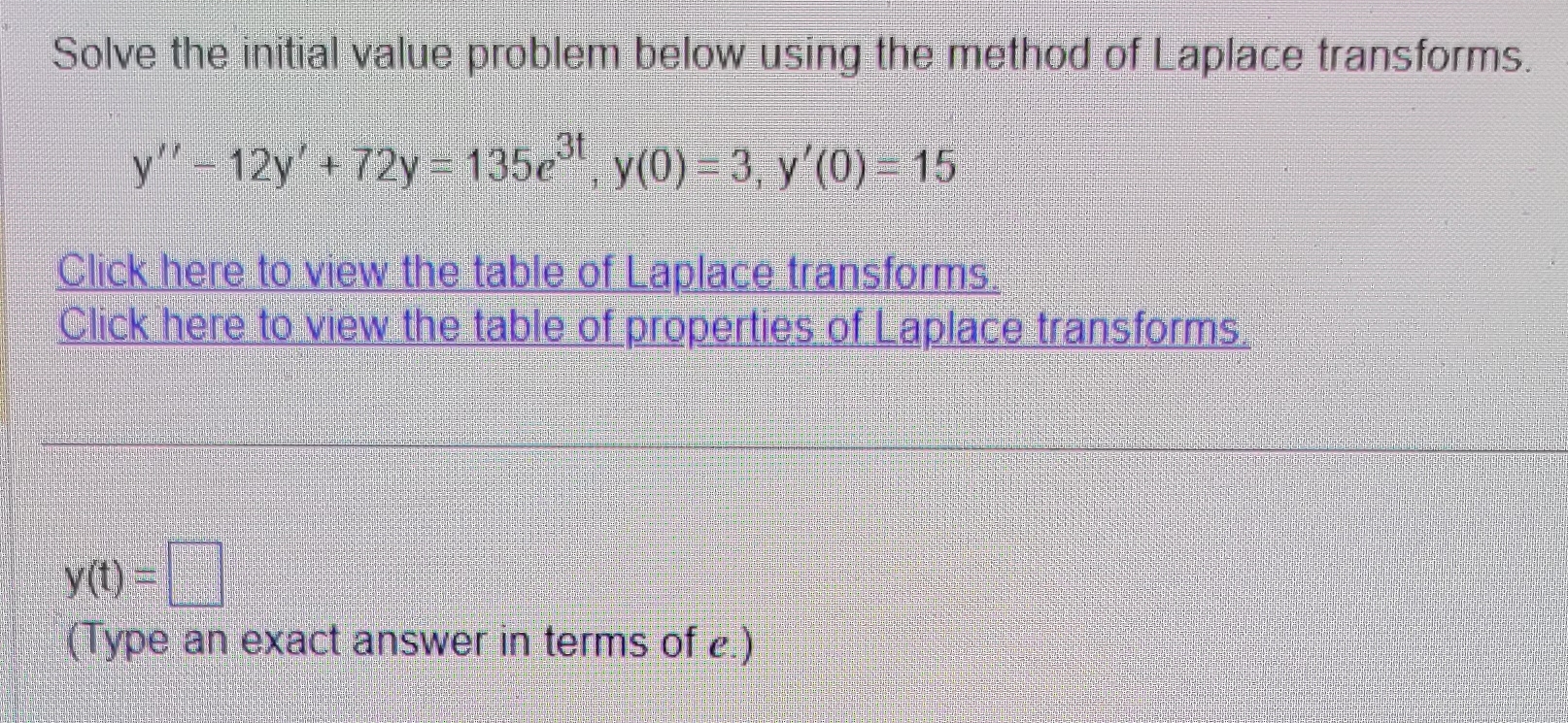 Solved Solve the initial value problem below using the | Chegg.com
