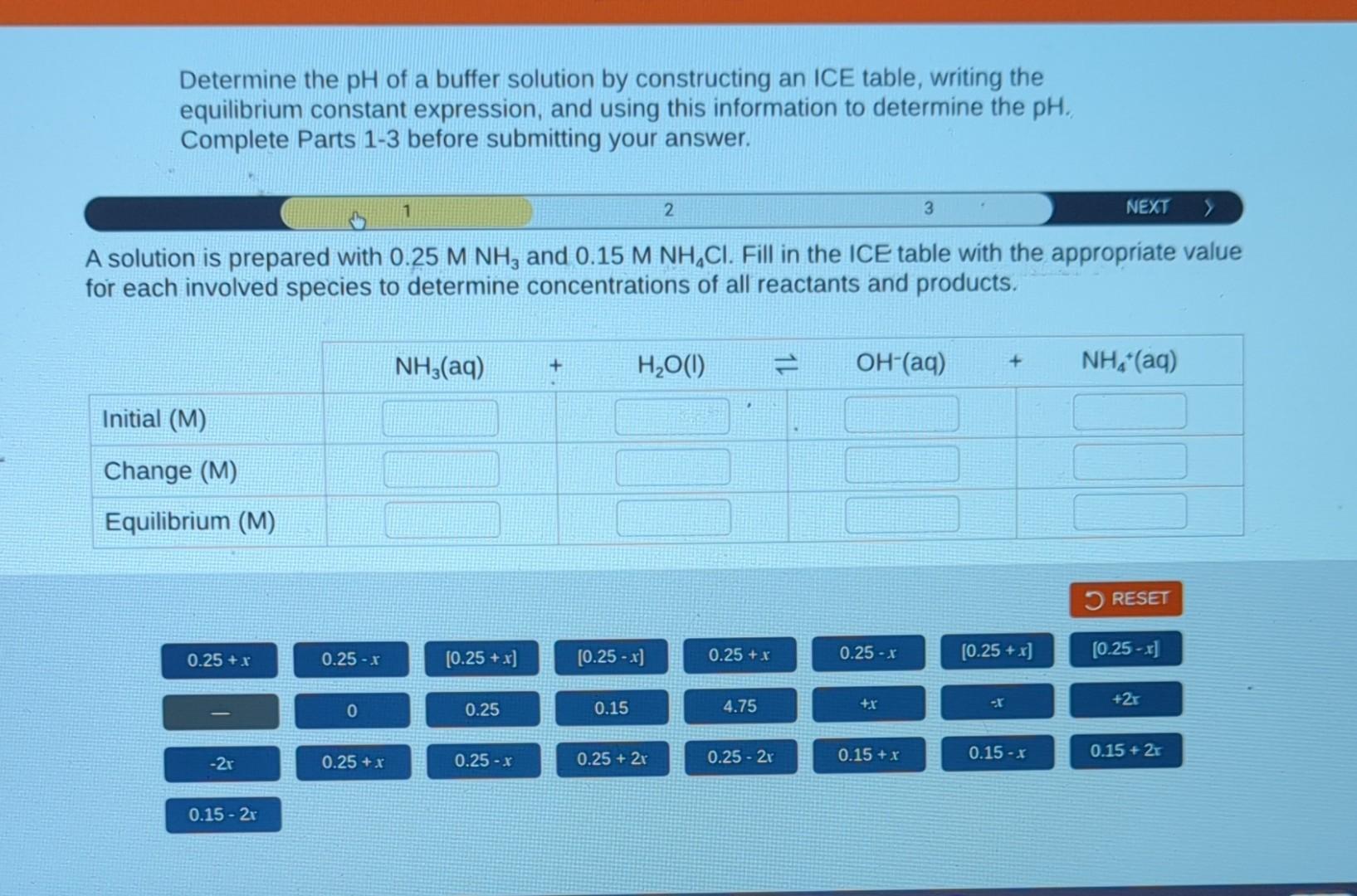 Solved Determine the pH of a buffer solution by constructing | Chegg.com