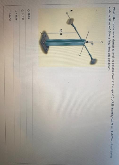 Solved What is the maximum slenderness ratio of the column | Chegg.com