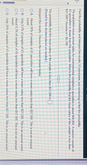 Solved Find the probability and interpret the results. If | Chegg.com