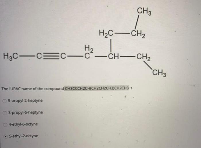Solved CH3 H2C=CH2 H2 H3CC=C—C—CH-CH2 CH3 The IUPAC name of | Chegg.com
