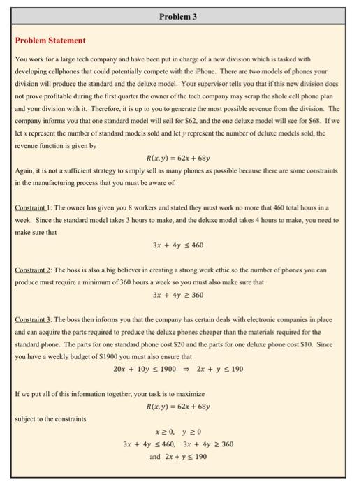 Solved Problem 3 Problem Statement You work for a large tech | Chegg.com