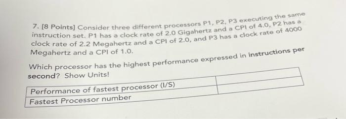 Solved 7. [8 Points] Consider three different processors P1, | Chegg.com