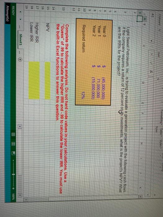 Solved Clipboard Font Formatting Table Styles Styles A1 A A | Chegg.com