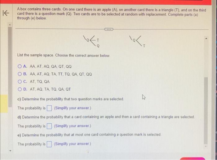 Solved A box contains three cards. On one card there is an | Chegg.com