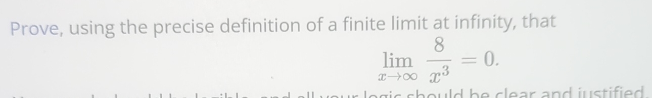 Solved Prove, using the precise definition of a finite limit | Chegg.com