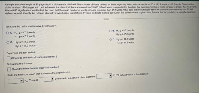Solved dictionary has 1484 pages with defined words, the | Chegg.com