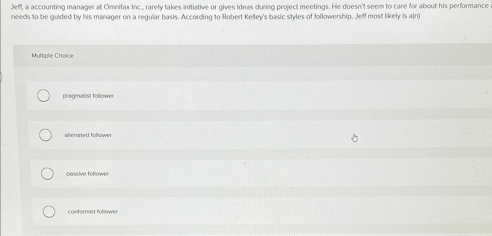 Solved Jeff, a accounting manager at Omnifax Inc., rarely | Chegg.com