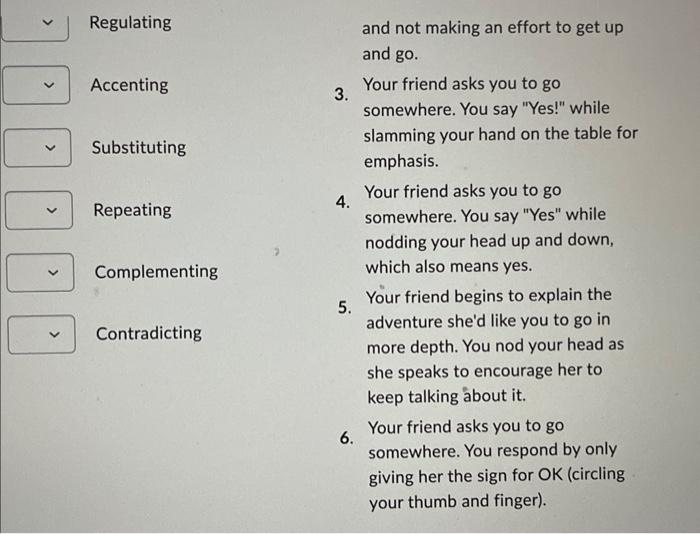 Match the Function of Nonverbal Communication to the | Chegg.com