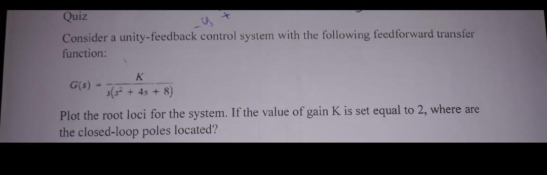 Solved Quiz Consider a unity-feedback control system with | Chegg.com