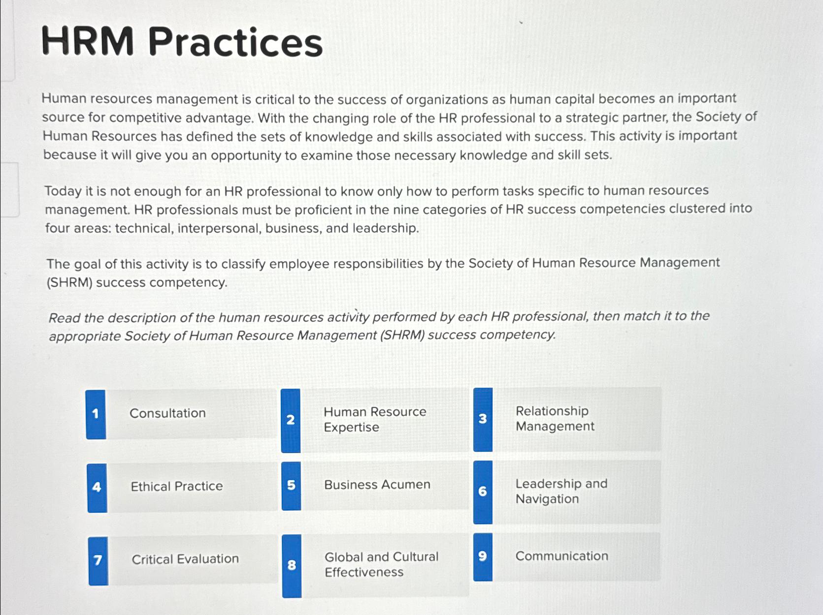 Solved HRM PracticesHuman resources management is critical | Chegg.com