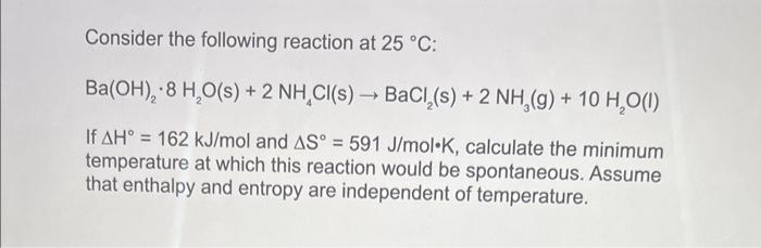 Solved Consider the following reaction at 25∘C : | Chegg.com