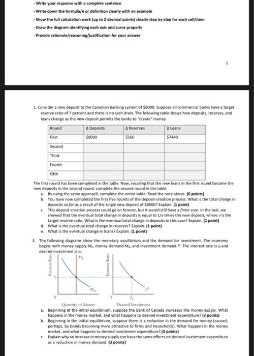 Solved - Write your response with a complete sentence - | Chegg.com