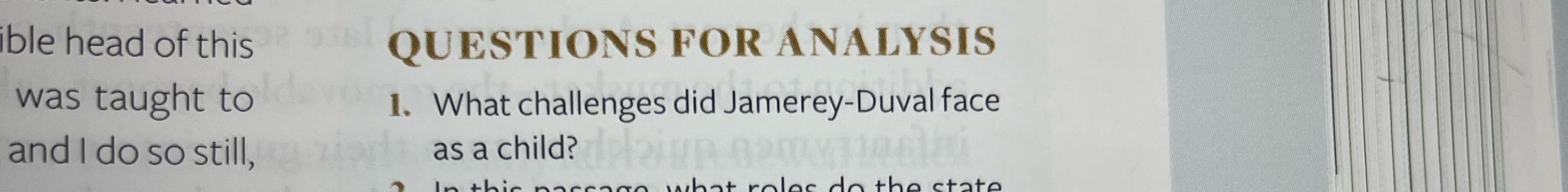 Solved What challenges did Jamerey-Duval face and I do so | Chegg.com