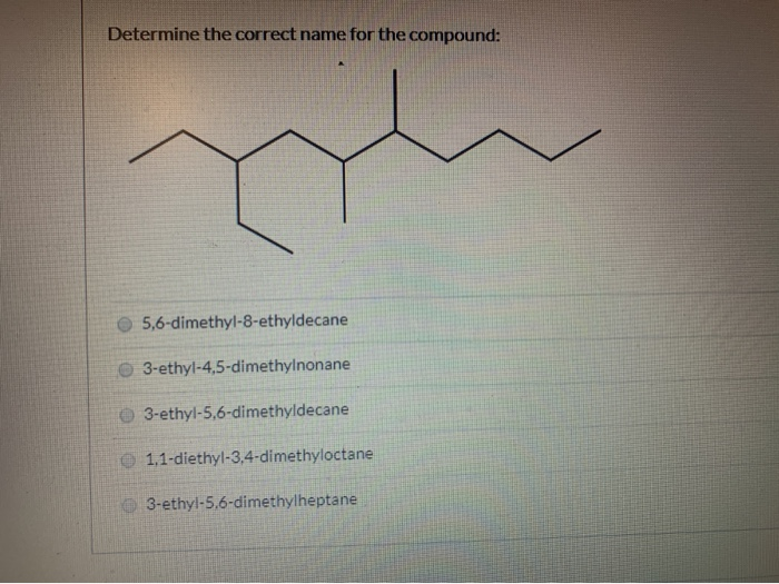 Solved Determine the correct name for the compound: | Chegg.com