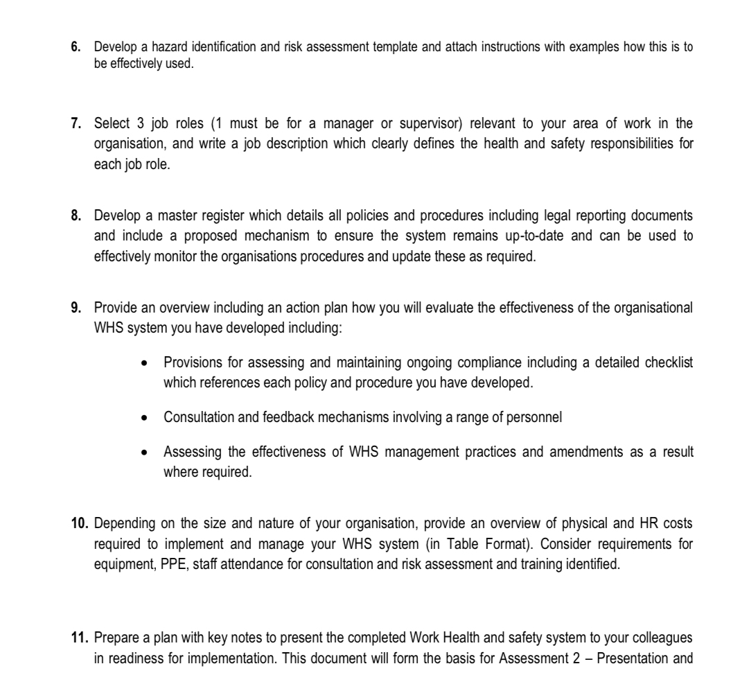 Solved Develop a hazard identification and risk assessment | Chegg.com