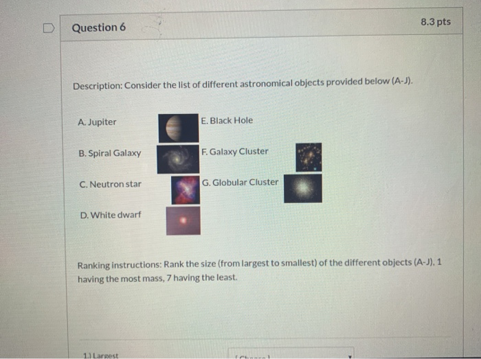 Solved 8.3 pts Question 6 Description: Consider the list of | Chegg.com