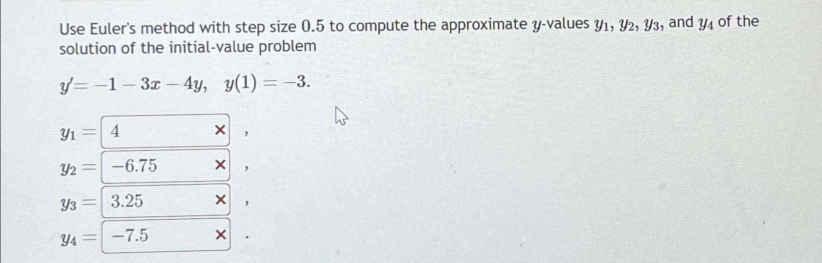 Solved Use Euler's method with step size 0.5 ﻿to compute the | Chegg.com
