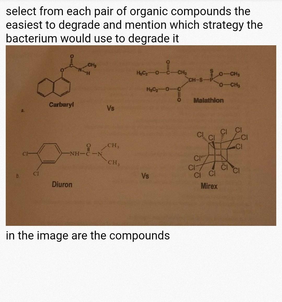 Solved select from each pair of organic compounds the | Chegg.com