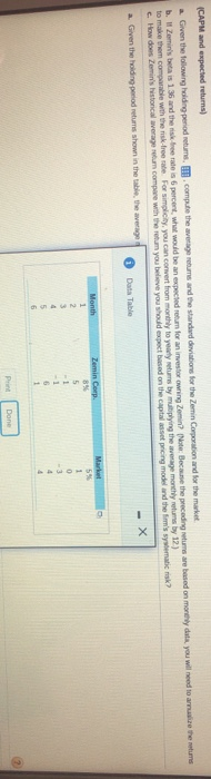 Solved (CAPM and expected returns) Given the following | Chegg.com