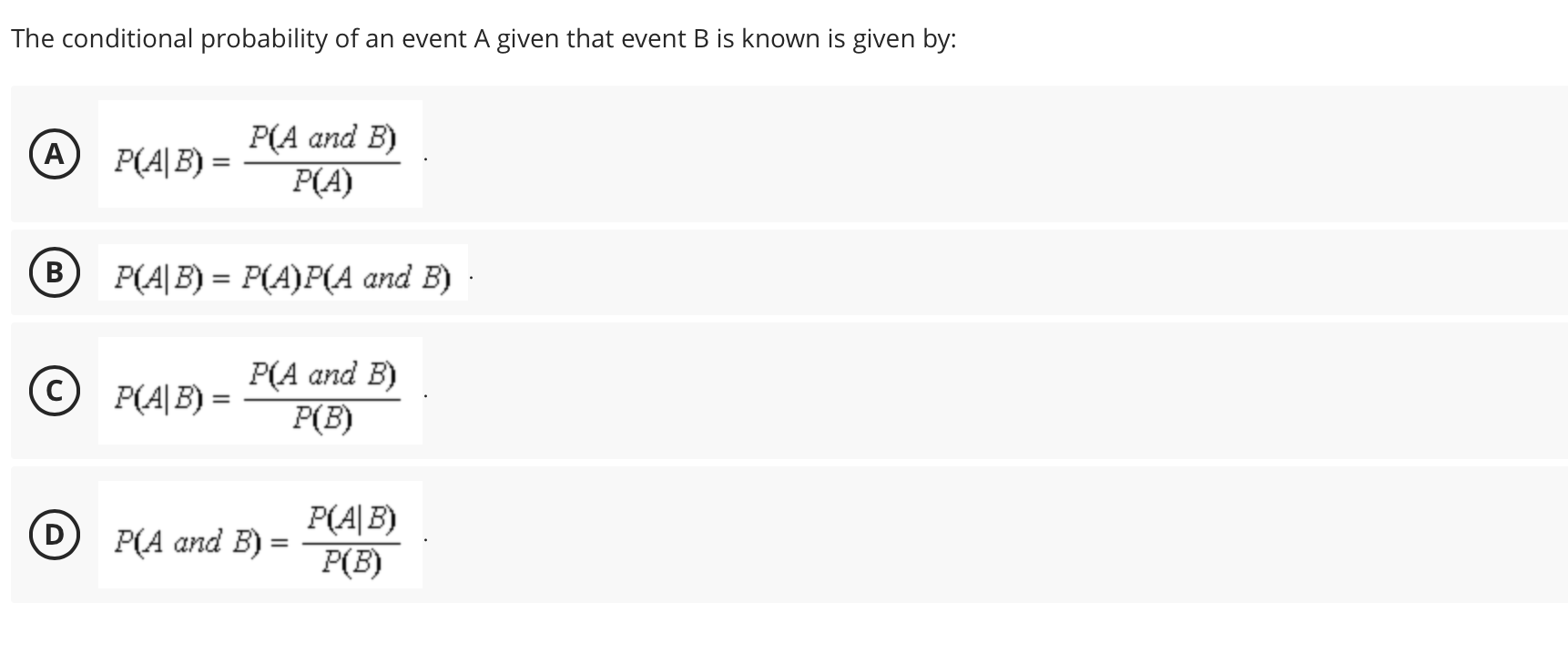 Solved The conditional probability of an event A given that | Chegg.com