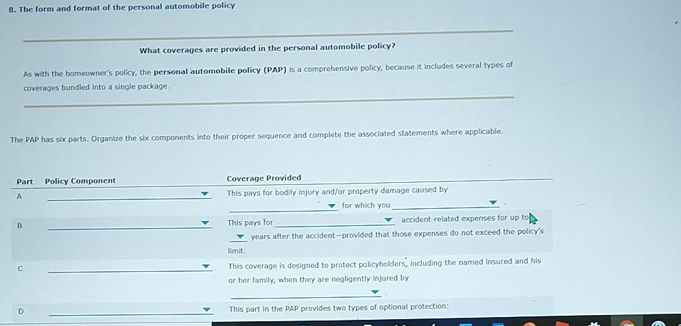 Solved 8. The form and format of the personal automobile | Chegg.com