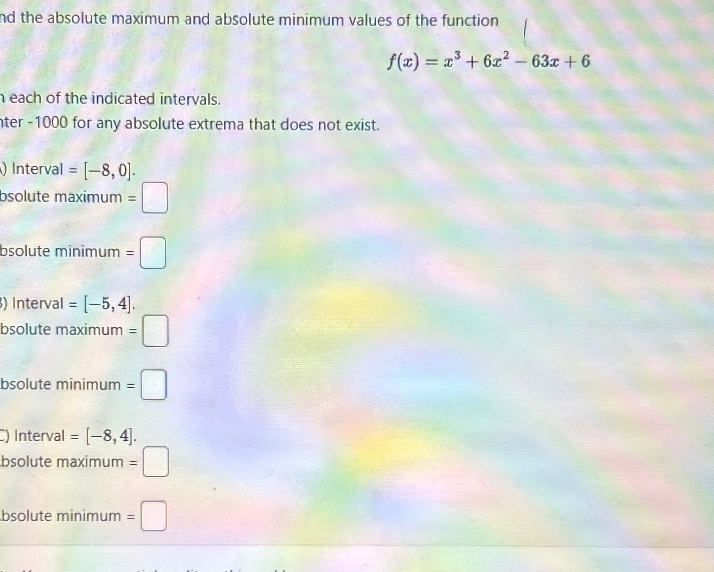 Solved nd the absolute maximum and absolute minimum values | Chegg.com