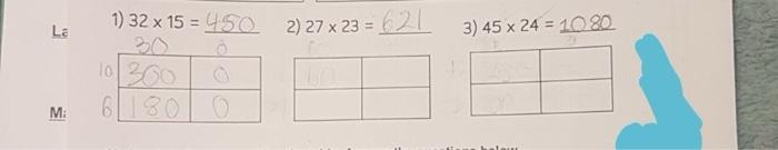 Solved 32×15=450 2) 27×23= 3) 45×24=1080 | Chegg.com