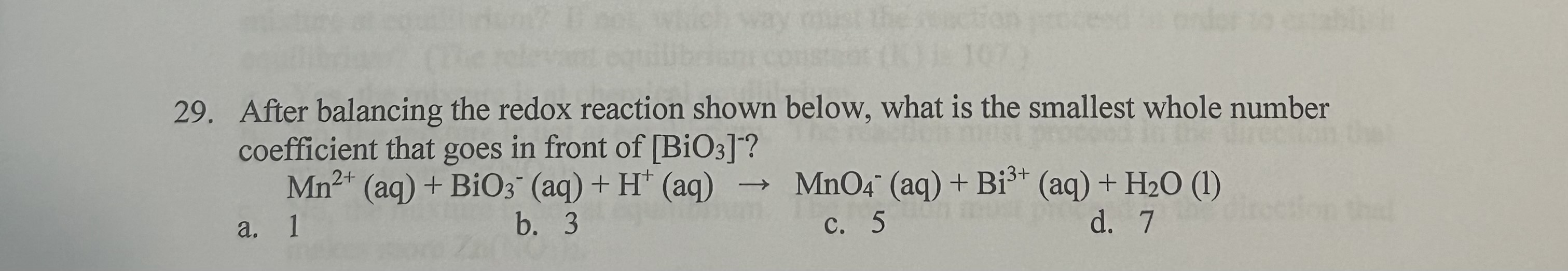 Solved After balancing the redox reaction shown below, what | Chegg.com