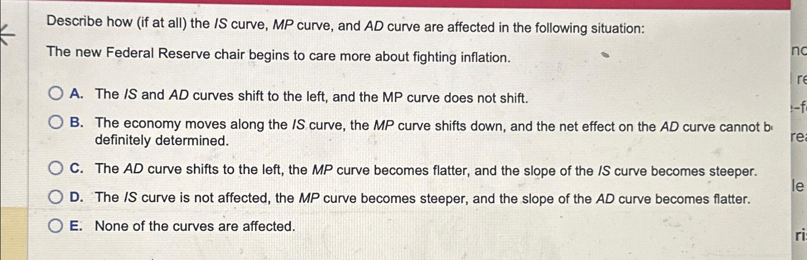 Solved Describe how (if at all) ﻿the IS curve, MP curve, and | Chegg.com