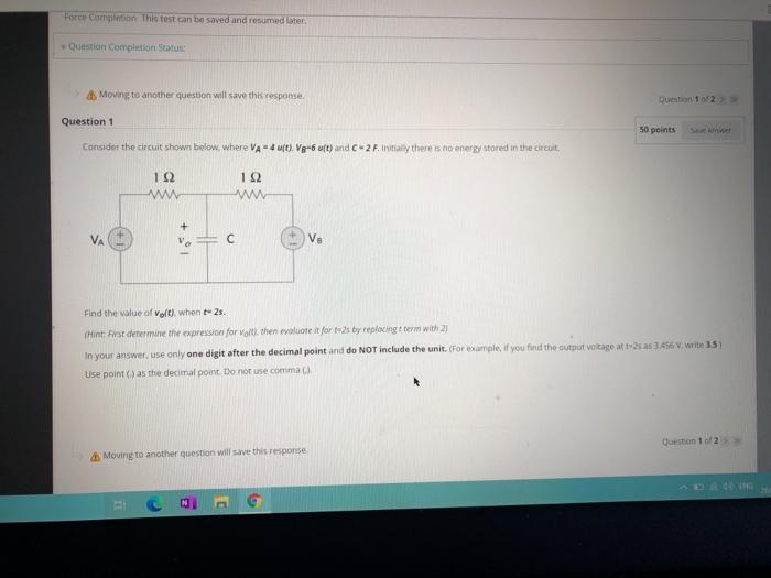 Solved Forer Completion This test can be saved and resumed | Chegg.com
