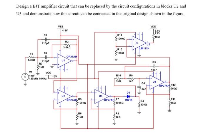 The task is to replace the 2-stage amplifier by a BJT | Chegg.com