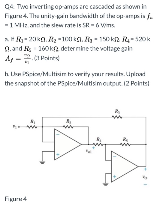Solved Q4: Two inverting op-amps are cascaded as shown in | Chegg.com