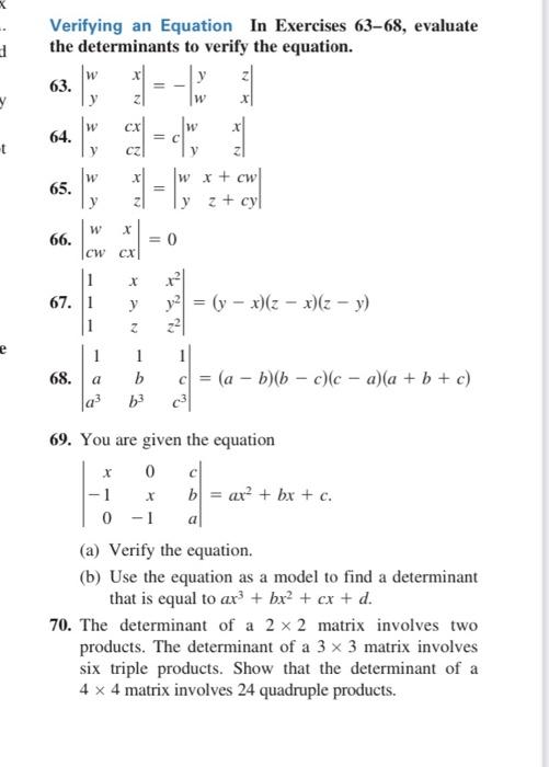 Solved Verifying an Equation In Exercises 63-68, evaluate | Chegg.com