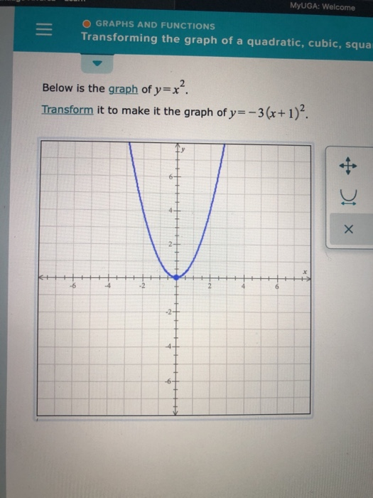 Solved MyUGA: Welcome O GRAPHS AND FUNCTIONS Transforming | Chegg.com