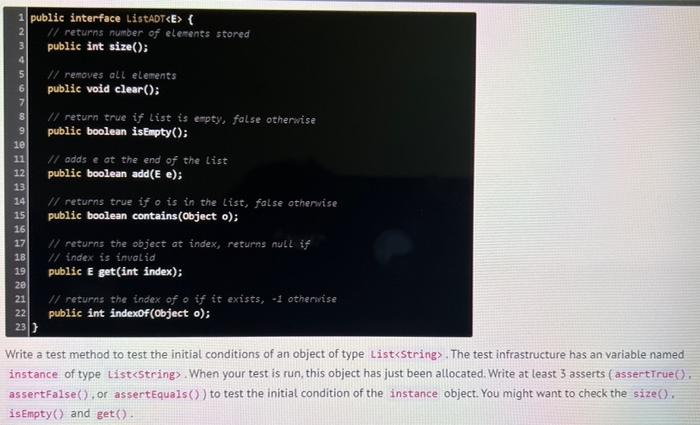 Use this interface definition to solve this exercise. | Chegg.com