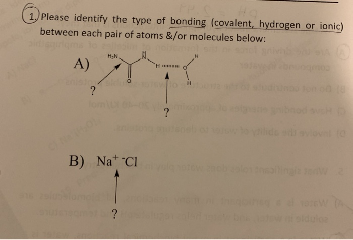Solved 1. Please identify the type of bonding (covalent, | Chegg.com