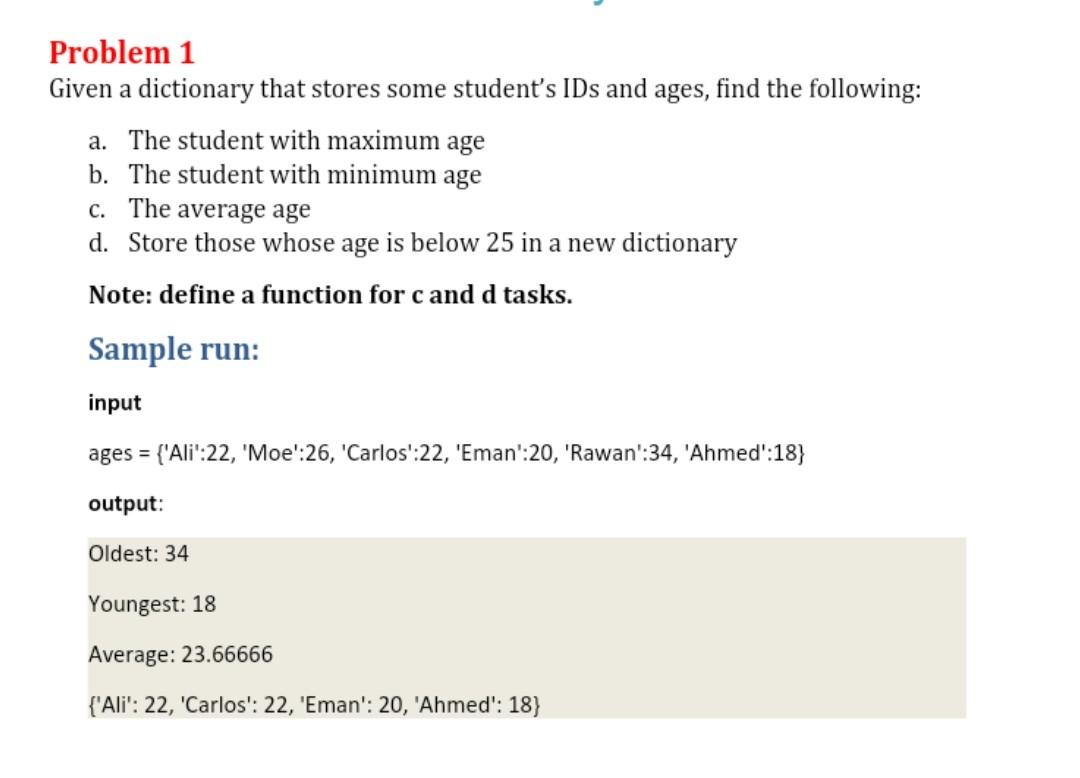 Solved Problem 1 Given a dictionary that stores some | Chegg.com