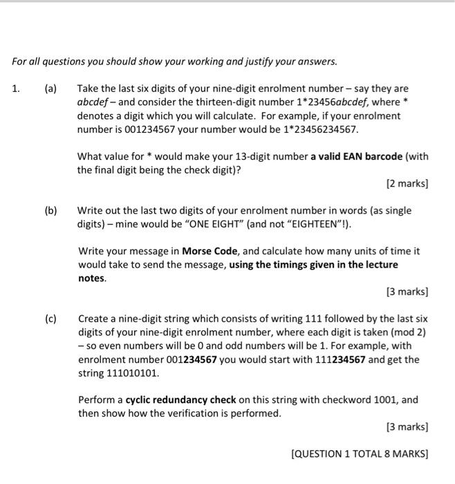 Solved all questions you should show your working and | Chegg.com