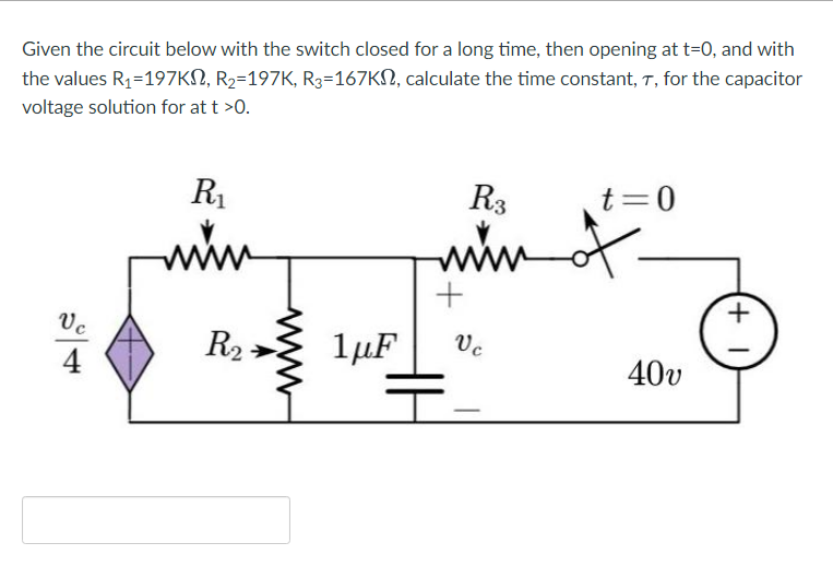 Solved Given the circuit below with the switch closed for a | Chegg.com