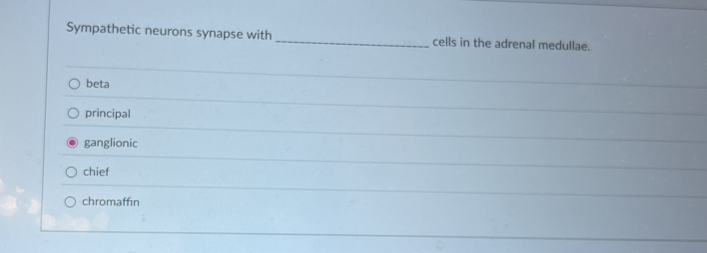 Solved Sympathetic neurons synapse withcells in the adrenal | Chegg.com