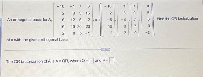 Solved An orthogonal basis for | Chegg.com