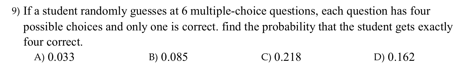 Solved If a student randomly guesses at 6 ﻿multiple-choice | Chegg.com